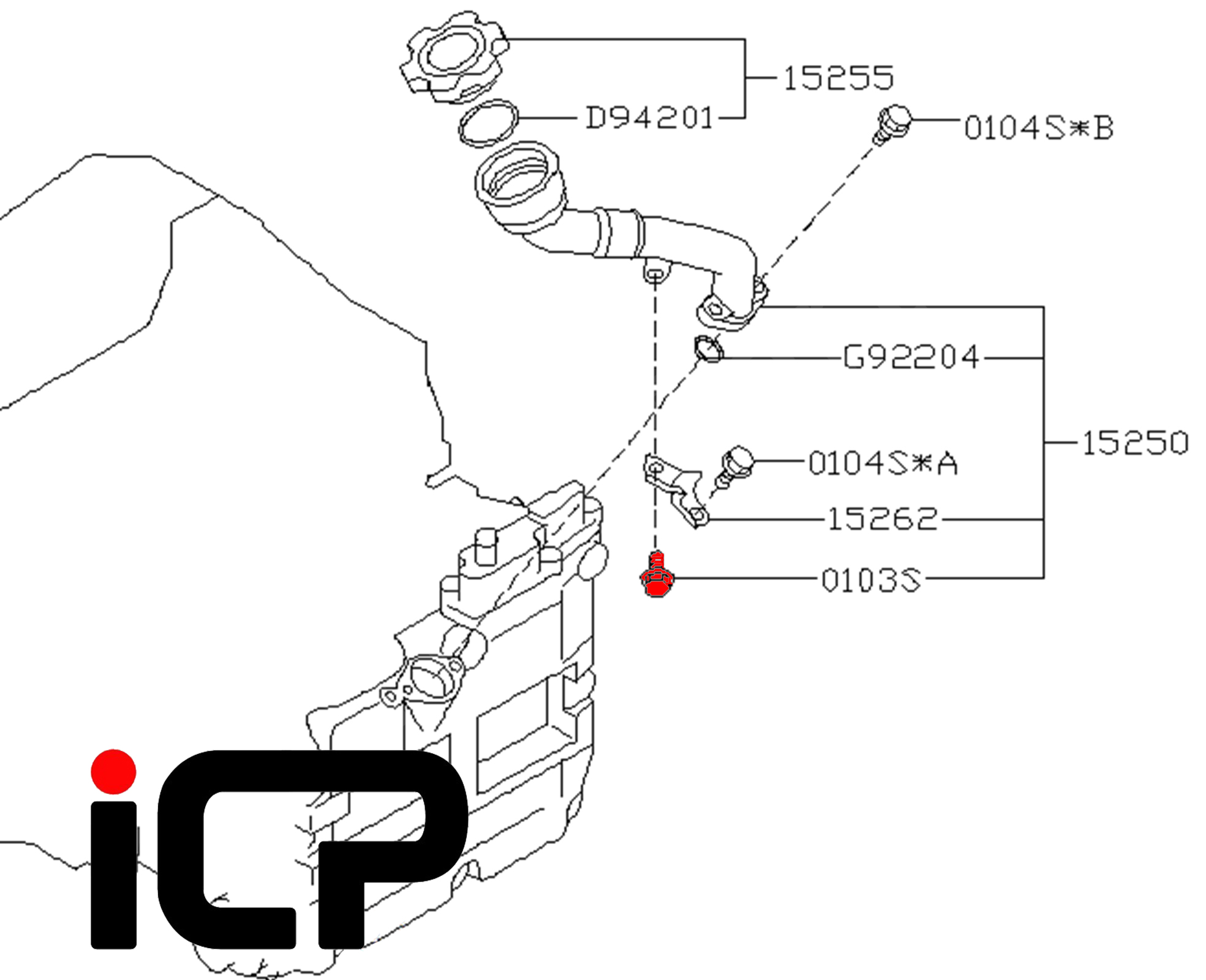 Engine Oil Filler Duct Bracket Bolt 010306100