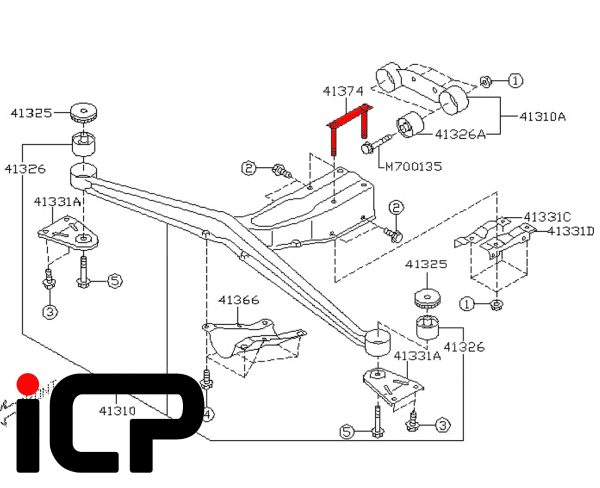 genuine subaru rear diff outrigger mount u bolt 41323AA003