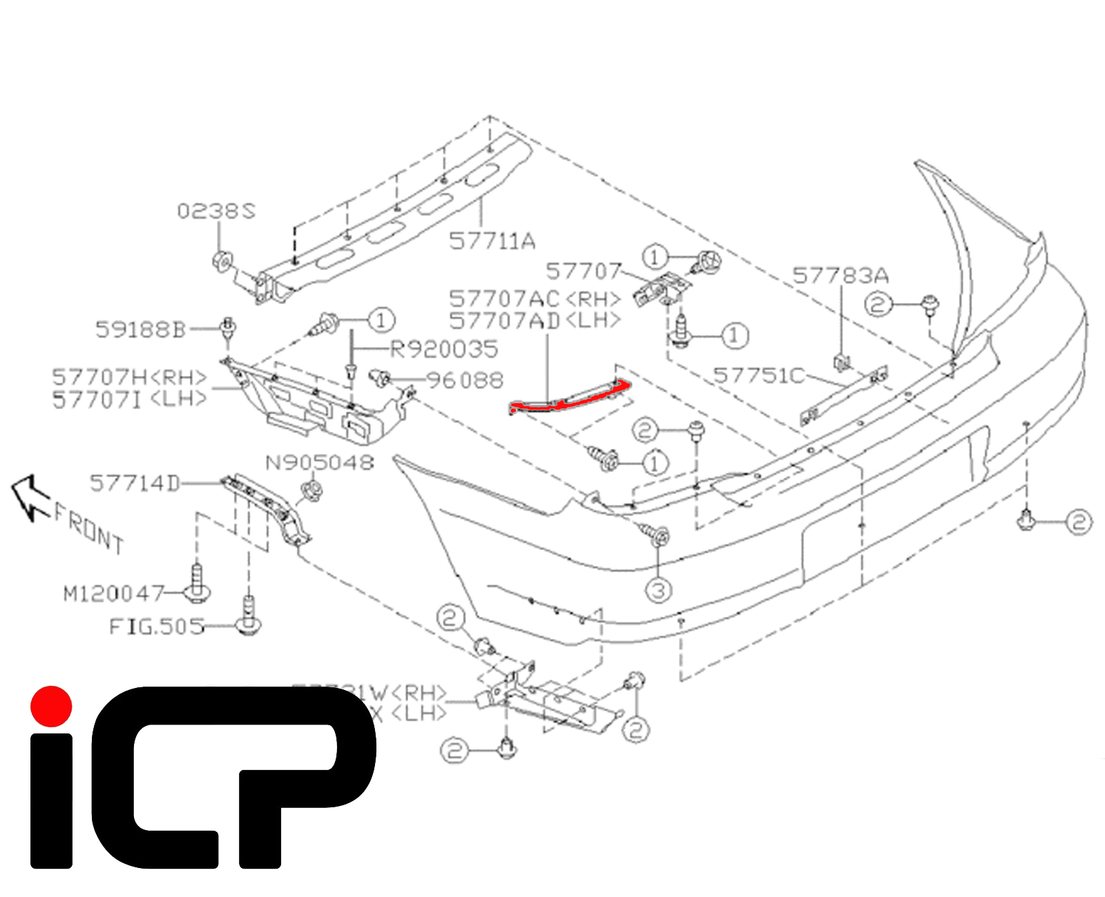 genuine subaru rear bumper lh support bracket 57717FE460