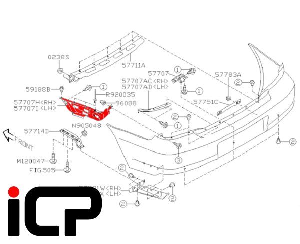 genuine subaru rear bumper Lh side bracket 57717FE650