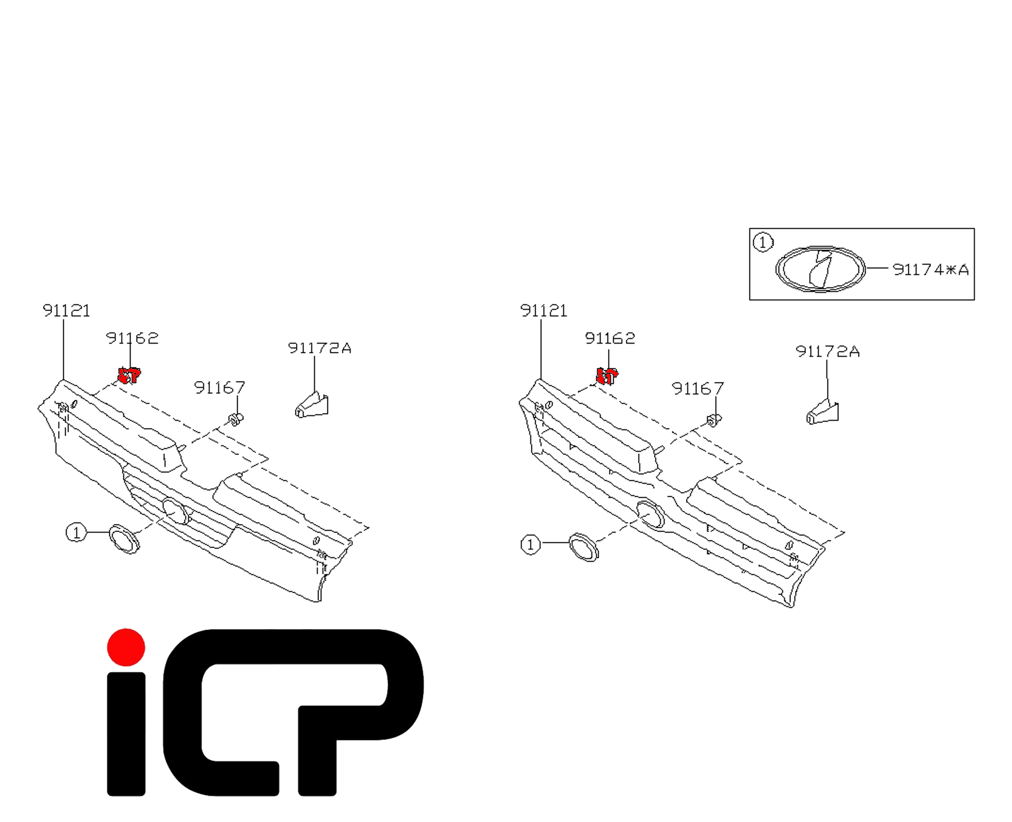 icp Subaru impreza forester SVX front grille clip 91017FA080