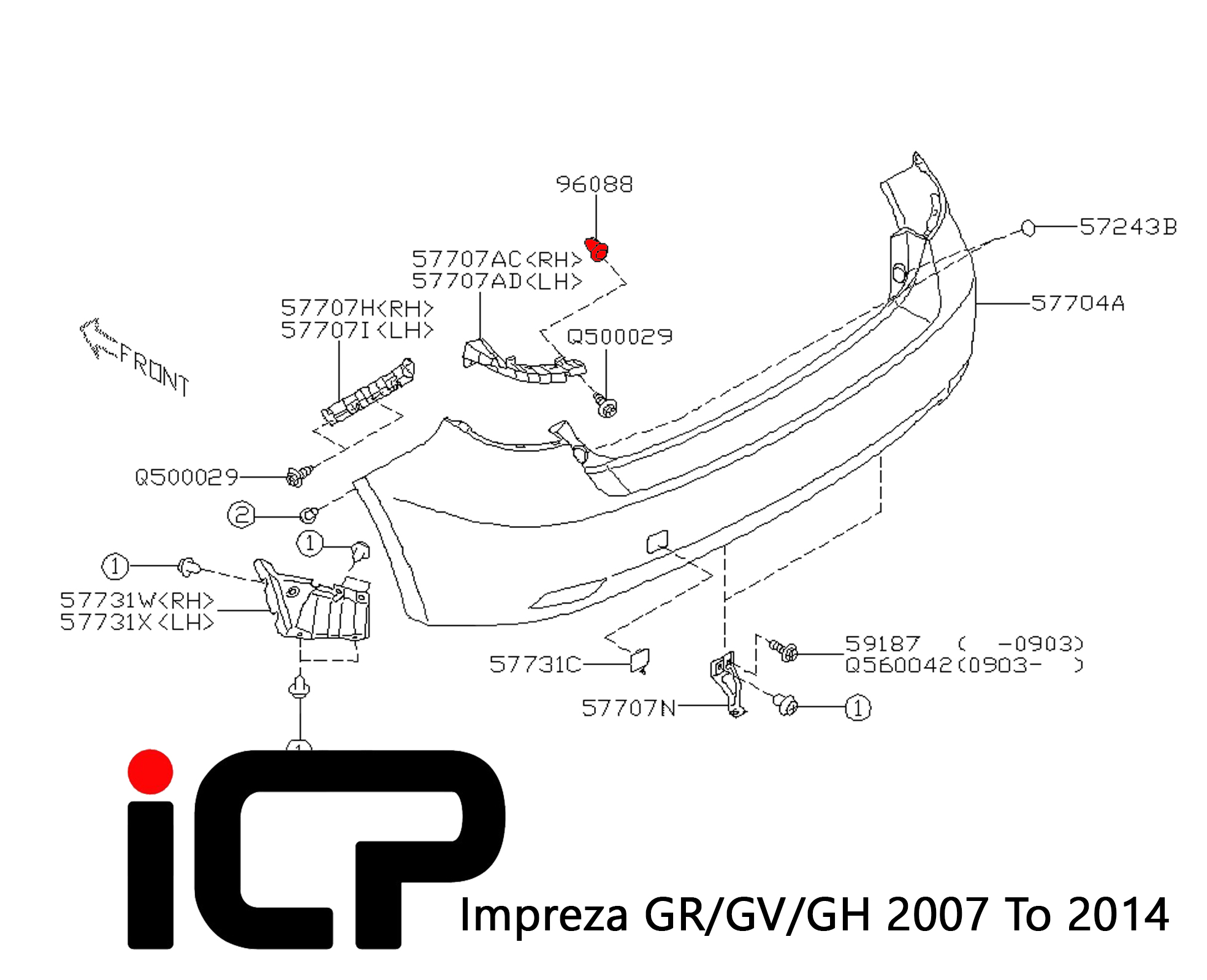 genuine subaru side skirt rear bumper screw grommet 96056FA010
