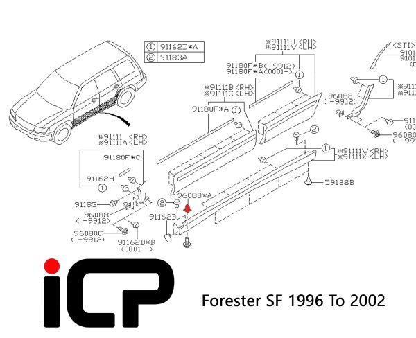 genuine subaru side skirt rear bumper screw grommet 96056FA010