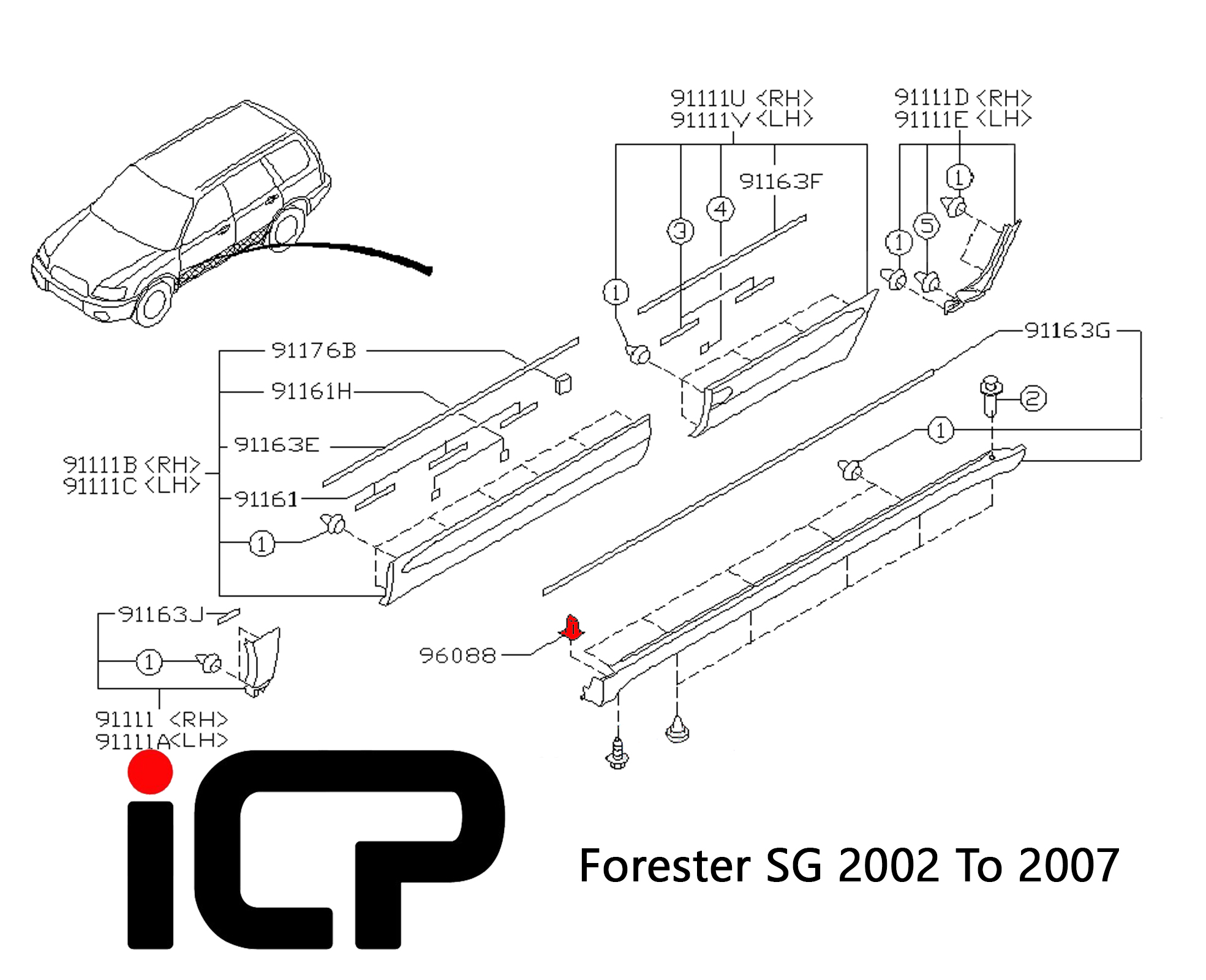 genuine subaru side skirt rear bumper screw grommet 96056FA010