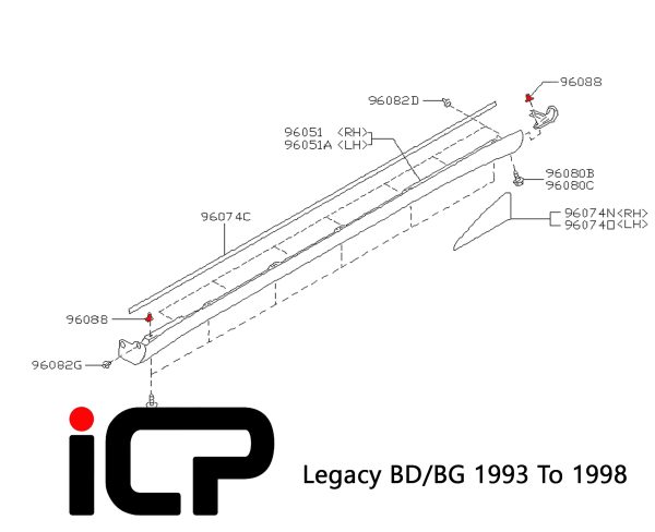 genuine subaru side skirt rear bumper screw grommet 96056FA010