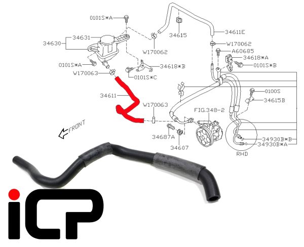 genuine subaru Power Steering Suction Hose 34611AG221