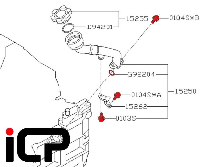 subaru ej engine oil filler duct fitting kit SBEN246