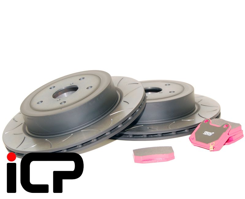 STi Rear Slotted brake Discs & Pink Pads