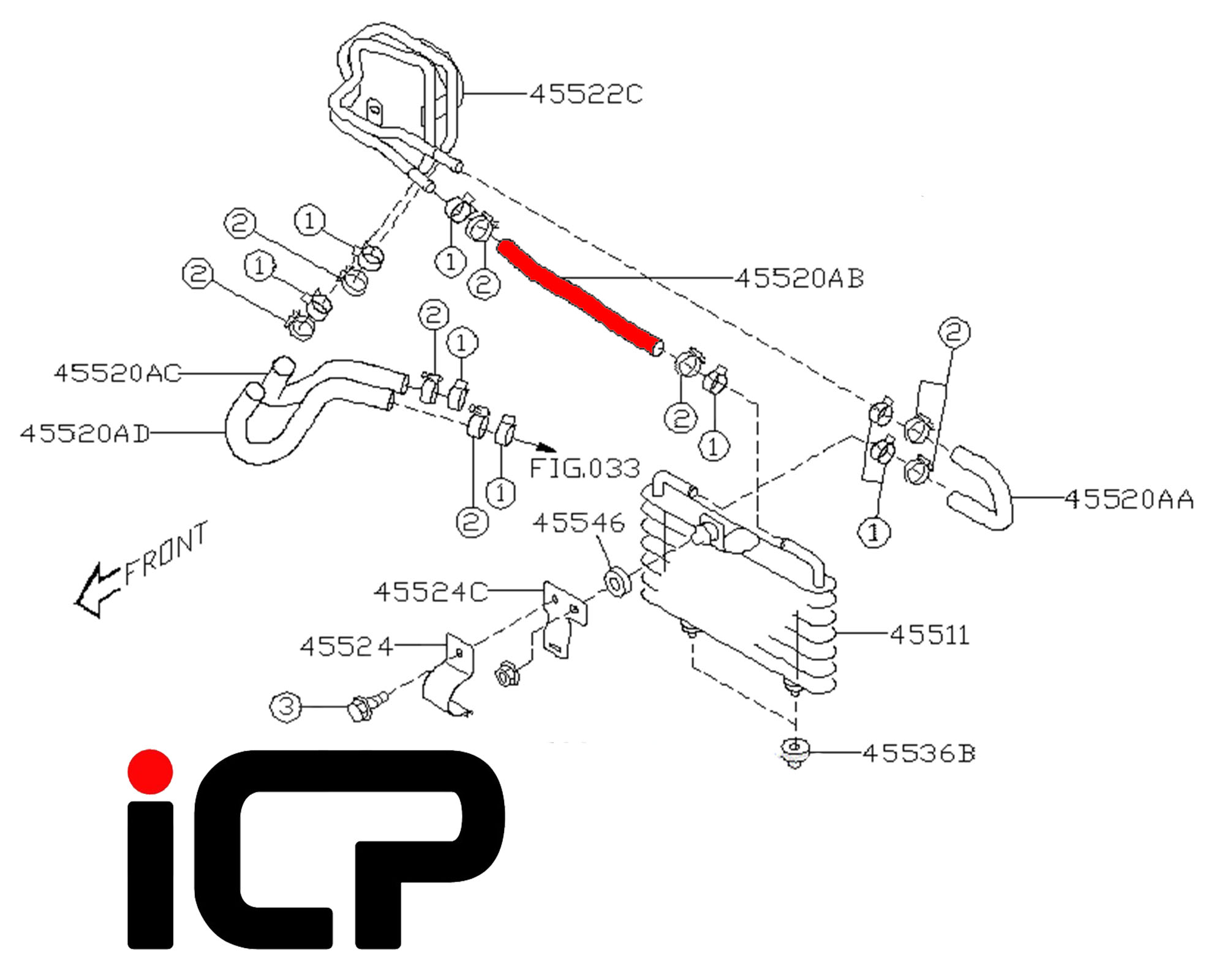 genuine subaru jdm spec c sti engine oil cooler hose 45520FE310