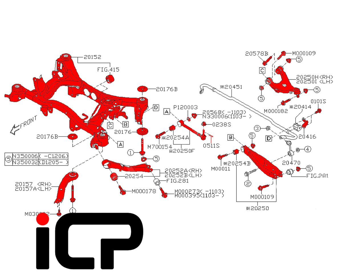 subaru impreza rear subframe & arm refresh kit