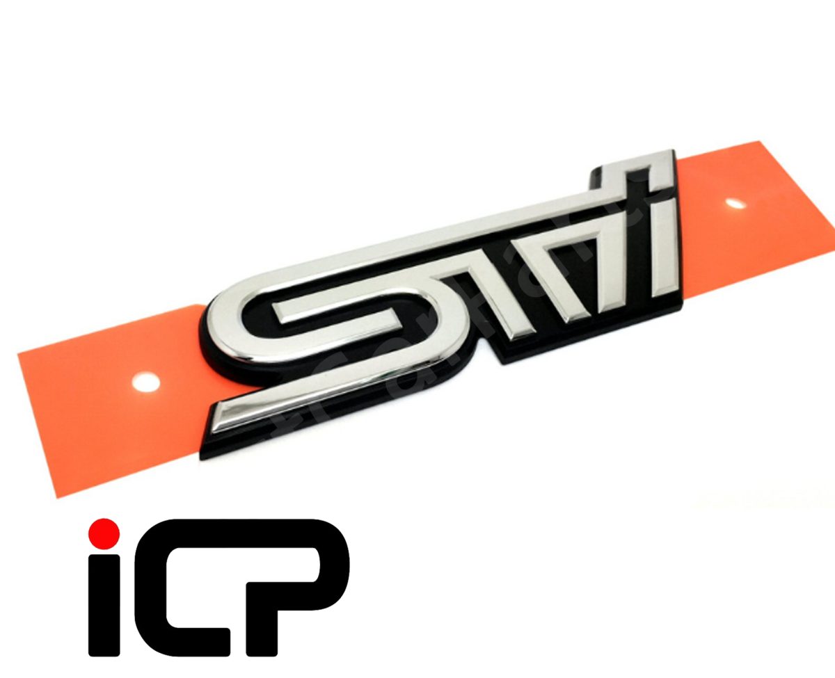 STi Black & Chrome Universal Emblem Badge - Import Car Parts